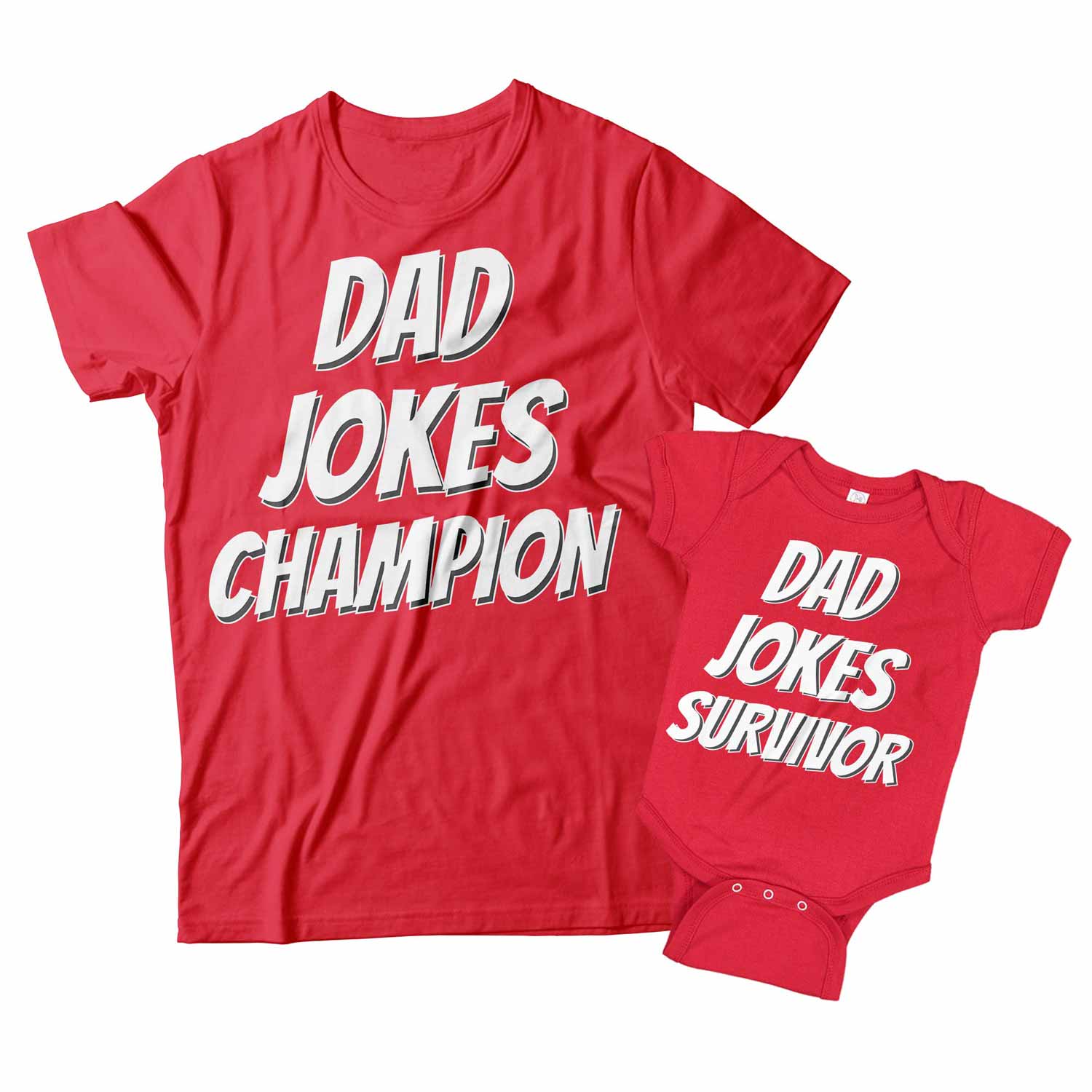 Dad Jokes Champion and Dad Jokes Survivor Matching Father and Child Shirts